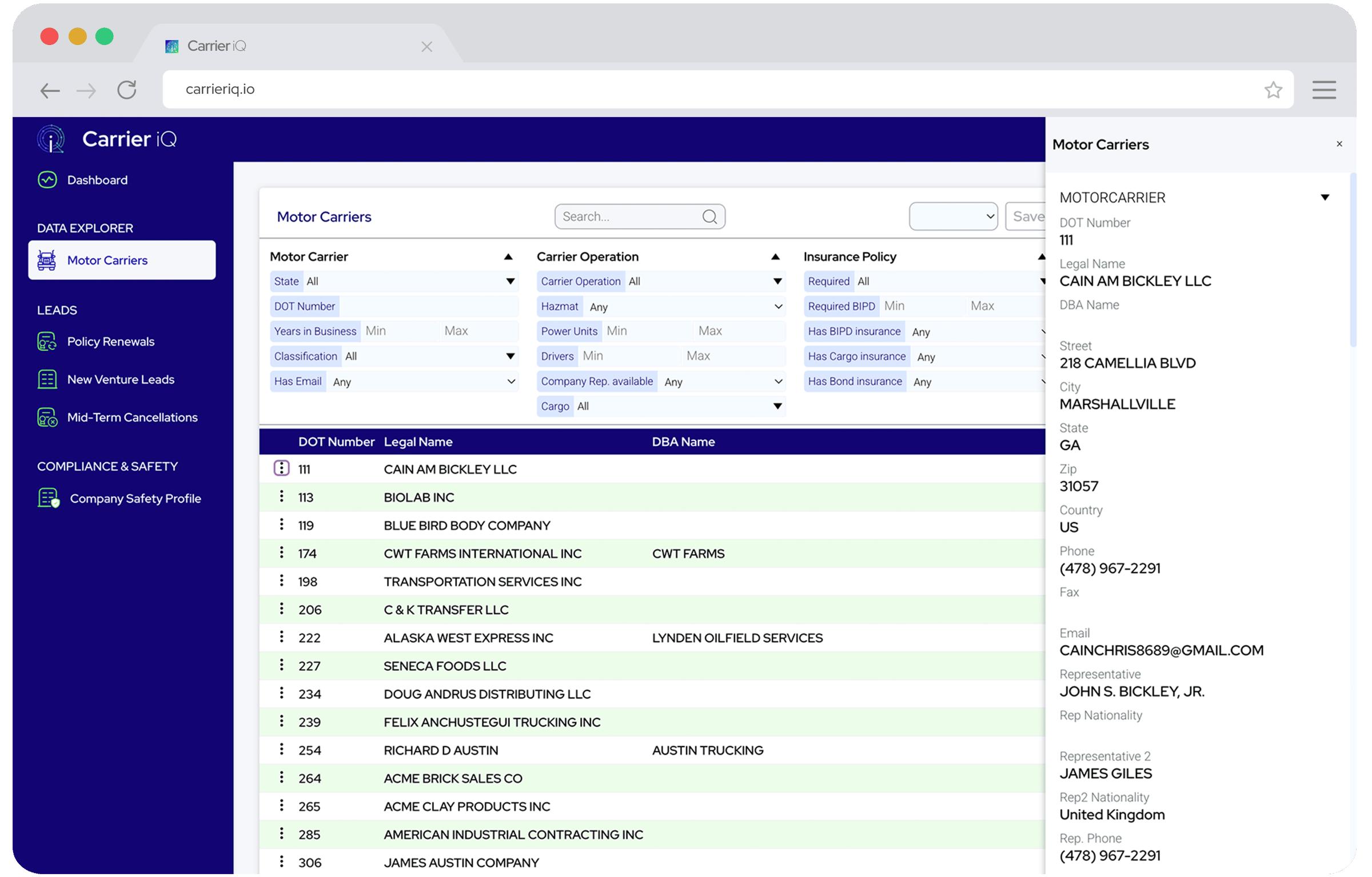 Carrier Underwriting Reports | Real-Time FMCSA Risk Insights
